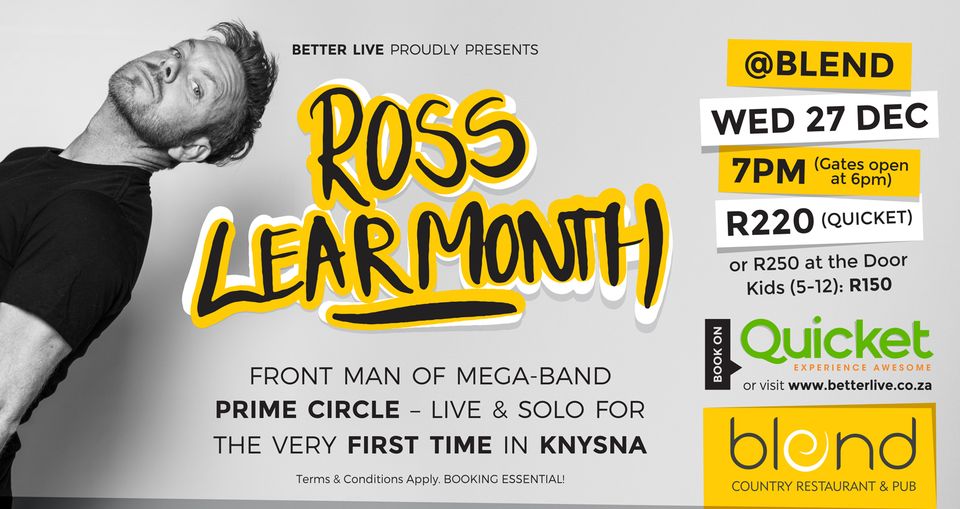 Ross Learmonth live in Knysna Event Knysna Garden Route