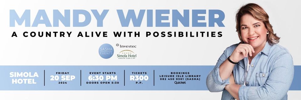 Mandy Wiener - a country alive with possibilities Event Knysna Garden Route